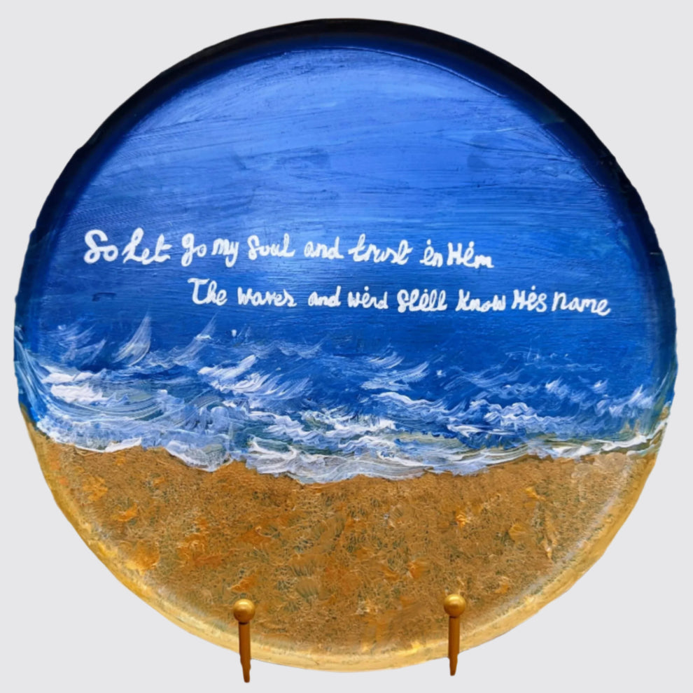 Personalised hand-painted ocean-themed decorative plate