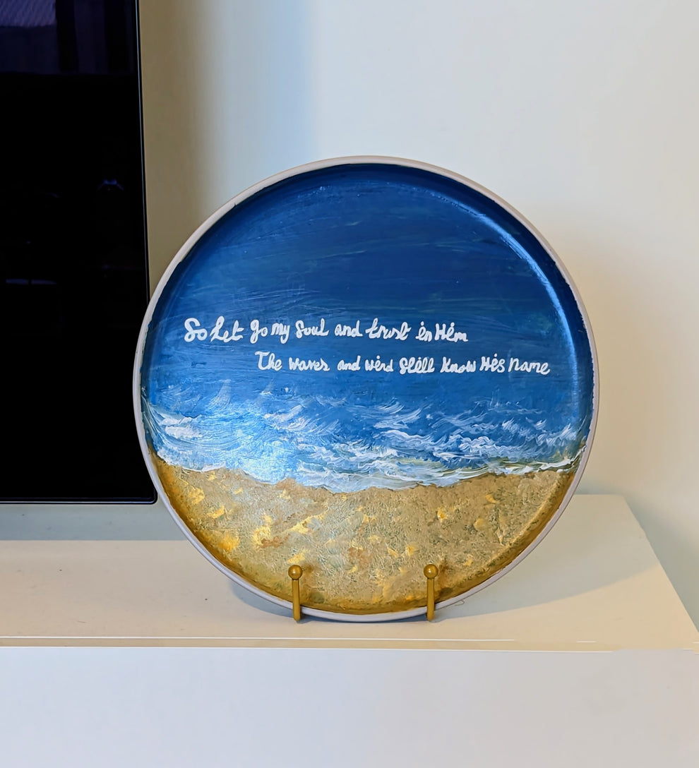 Personalised hand-painted ocean-themed decorative plate